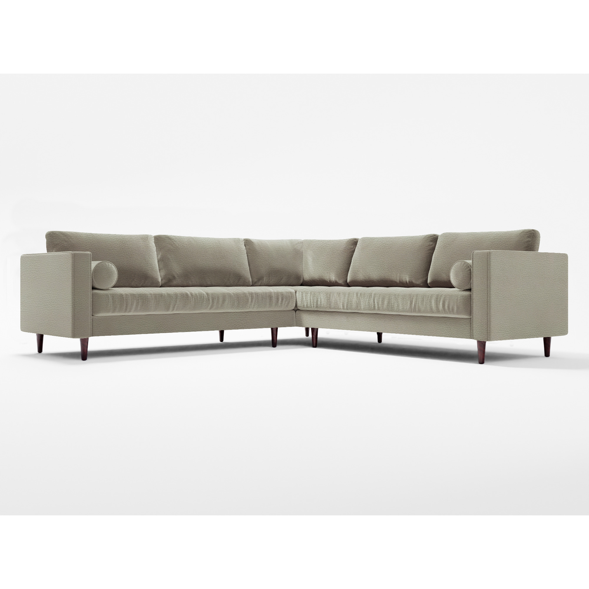 Scott Corner Sofa Light Grey Leather by Splendour Sofas | ufurnish.com