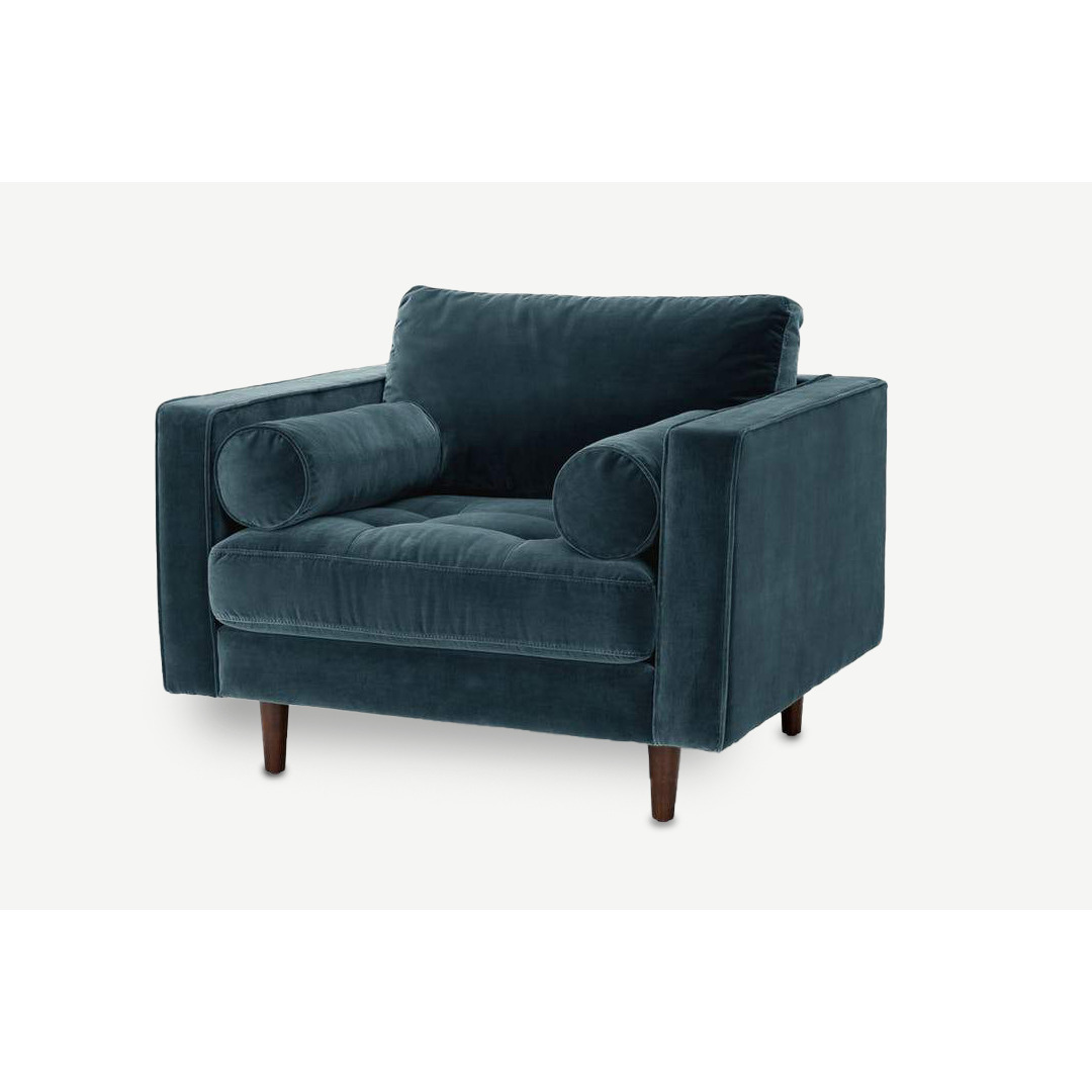 Scott Single Seater Armchair Petrol Velvet by Splendour Sofas ...