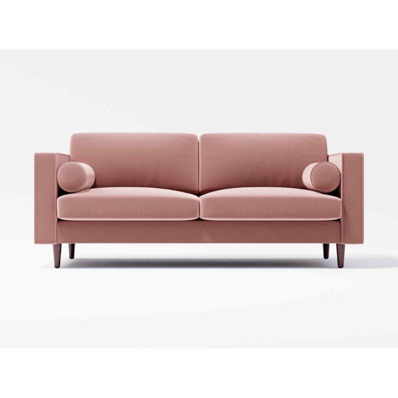 Hampton 2 Seater Sofa Blush Pink Velvet by Splendour Sofas | ufurnish.com