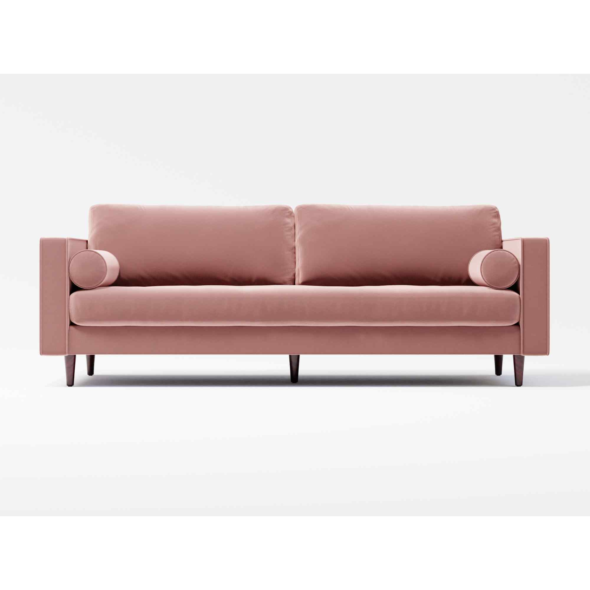 Jacob 3 Seater Sofa Blush Pink Velvet by Splendour Sofas | ufurnish.com