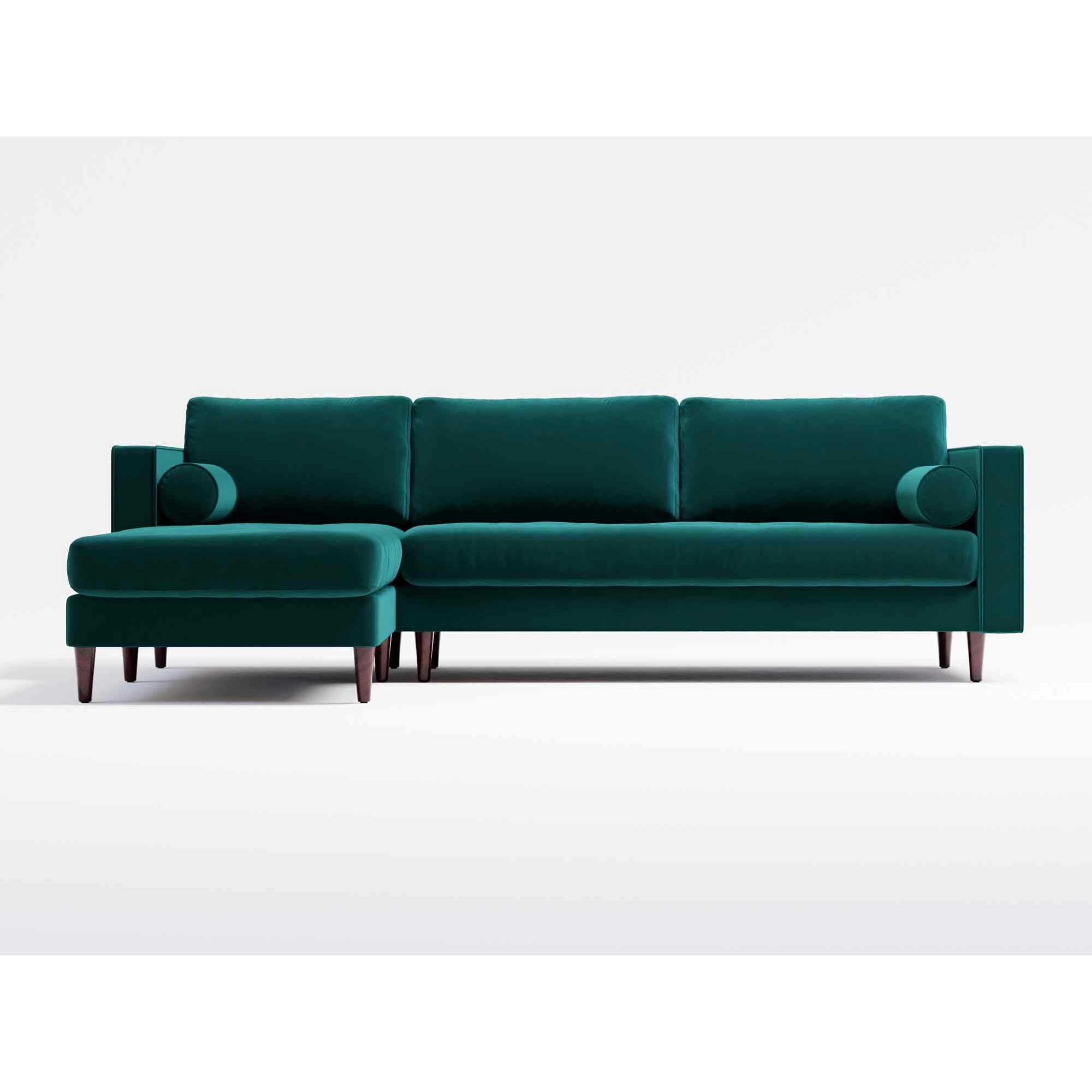Jacob 4 Seater Left Hand Chaise Sofa Petrol Velvet by Splendour Sofas ...