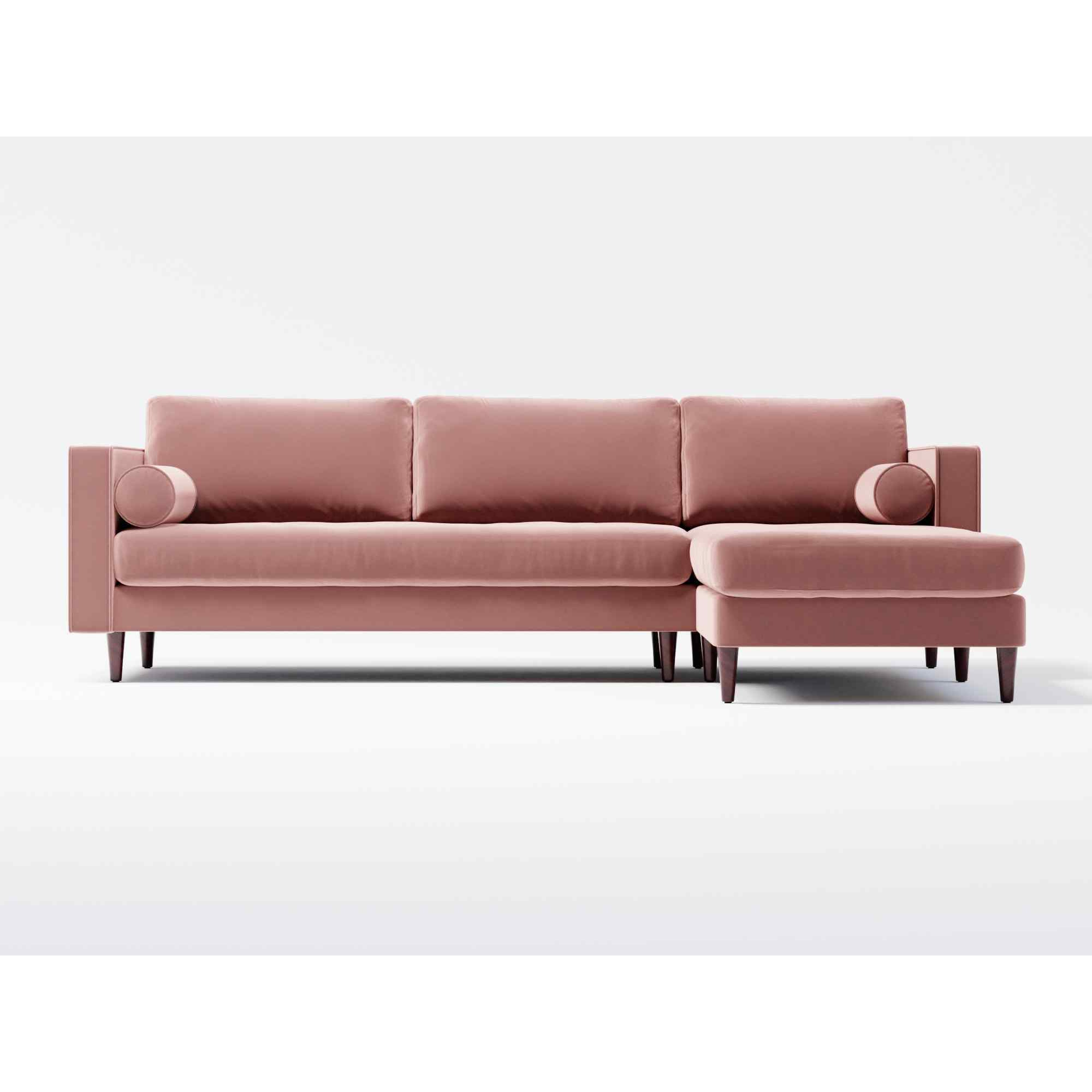 Jacob 4 Seater Right Hand Chaise Sofa Blush Pink Velvet by Splendour ...