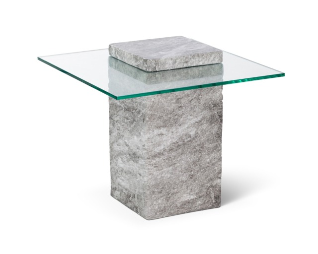 Rock Side Table - Grey Faux Marble by Sweetpea & Willow | ufurnish.com
