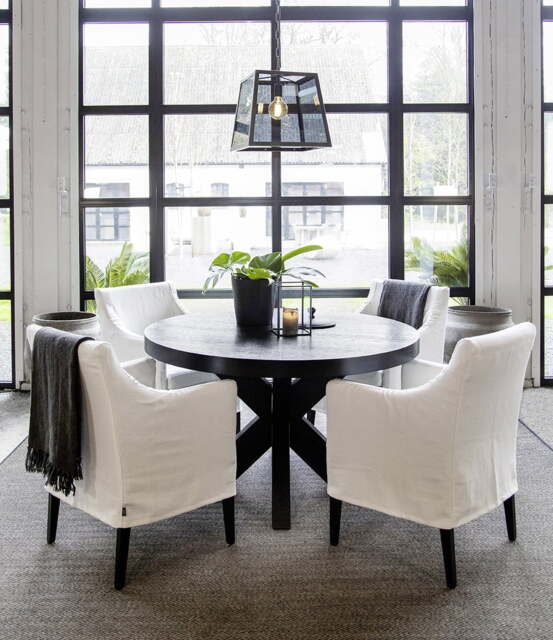 Hunter Round Dining Table - Black by Sweetpea & Willow | ufurnish.com