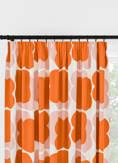 Orla Kiely Shadow Flower Pink & Tomato Pencil Pleat Curtain by Swift ...