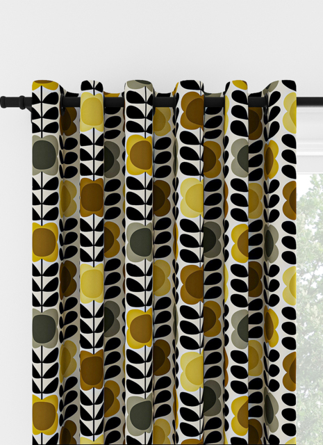 Orla Kiely Spot Flower Stem Yellow & Grey Eyelet Curtain by Swift ...