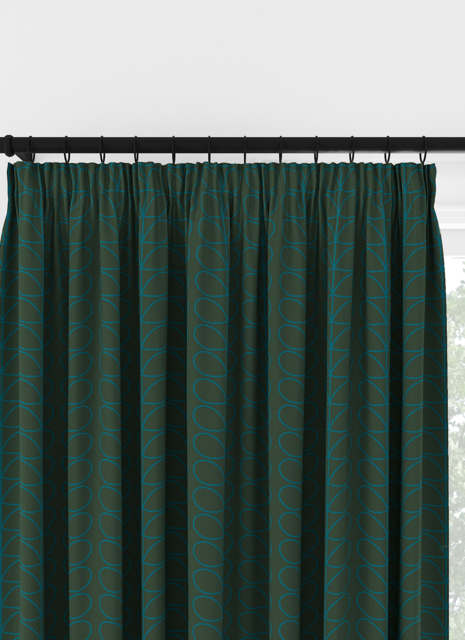 Orla Kiely Linear Stem Evergreen Pencil Pleat Curtain by Swift Direct ...