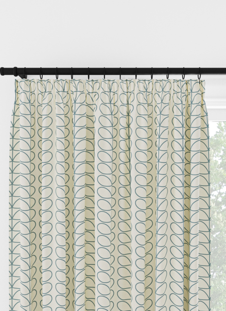 Orla Kiely Linear Stem Dark Powder Blue Pencil Pleat Curtain by Swift ...