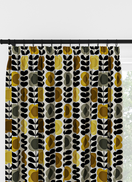 Orla Kiely Spot Flower Stem Yellow & Grey Pencil Pleat Curtain by Swift ...