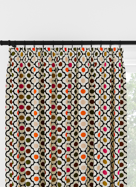Orla Kiely Spot Flower Ditsy Red Multi Pencil Pleat Curtain by Swift ...