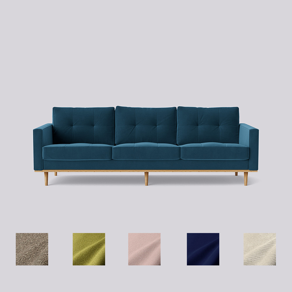 Swoon - Berlin - Four-Seater Sofa - Blue - Easy Velvet by Swoon ...