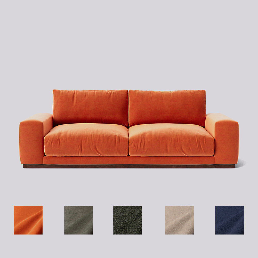 Swoon - Denver - Three-Seater Sofa - Orange - Easy Velvet by Swoon ...