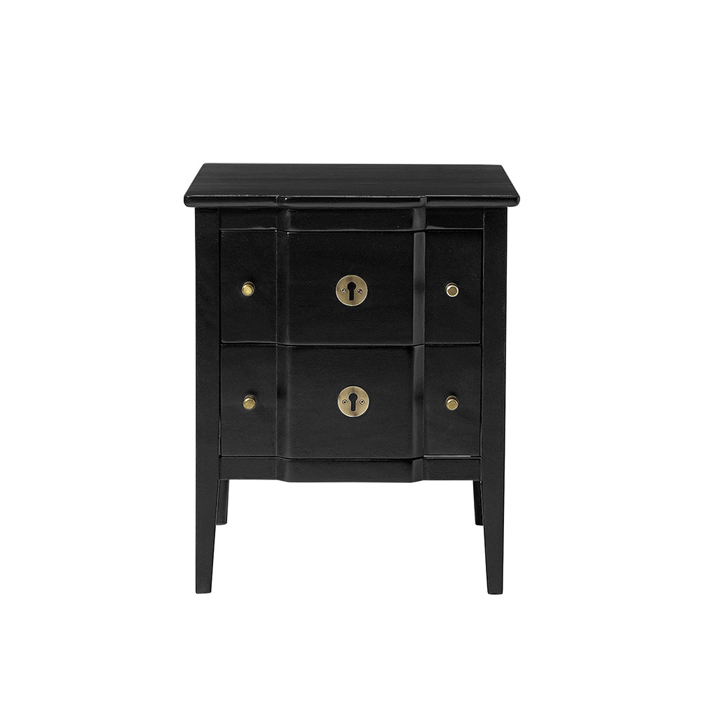 Swoon - Duval - Contemporary Bedside Table - Black - Mango Wood & Brass ...