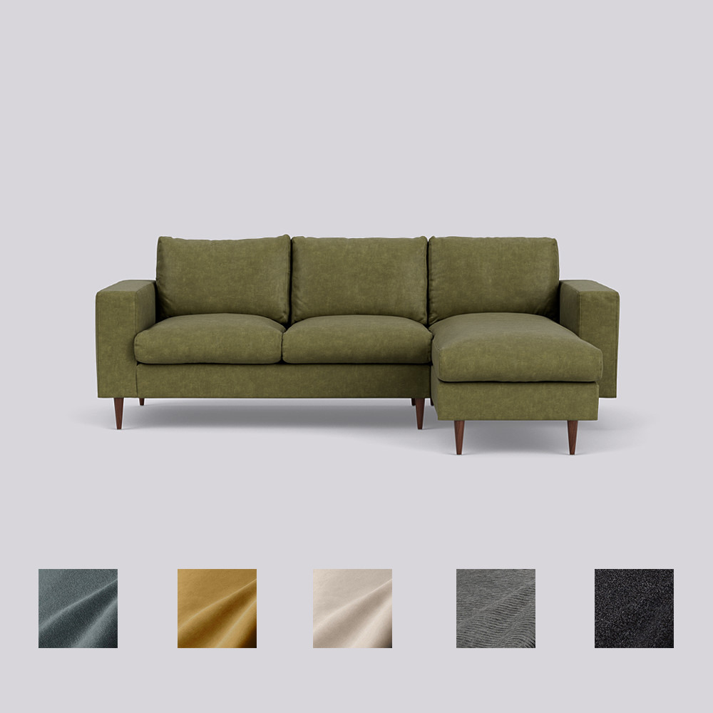 Swoon - Evesham - Right-Hand Corner Sofa - Green - Smart Leather by ...