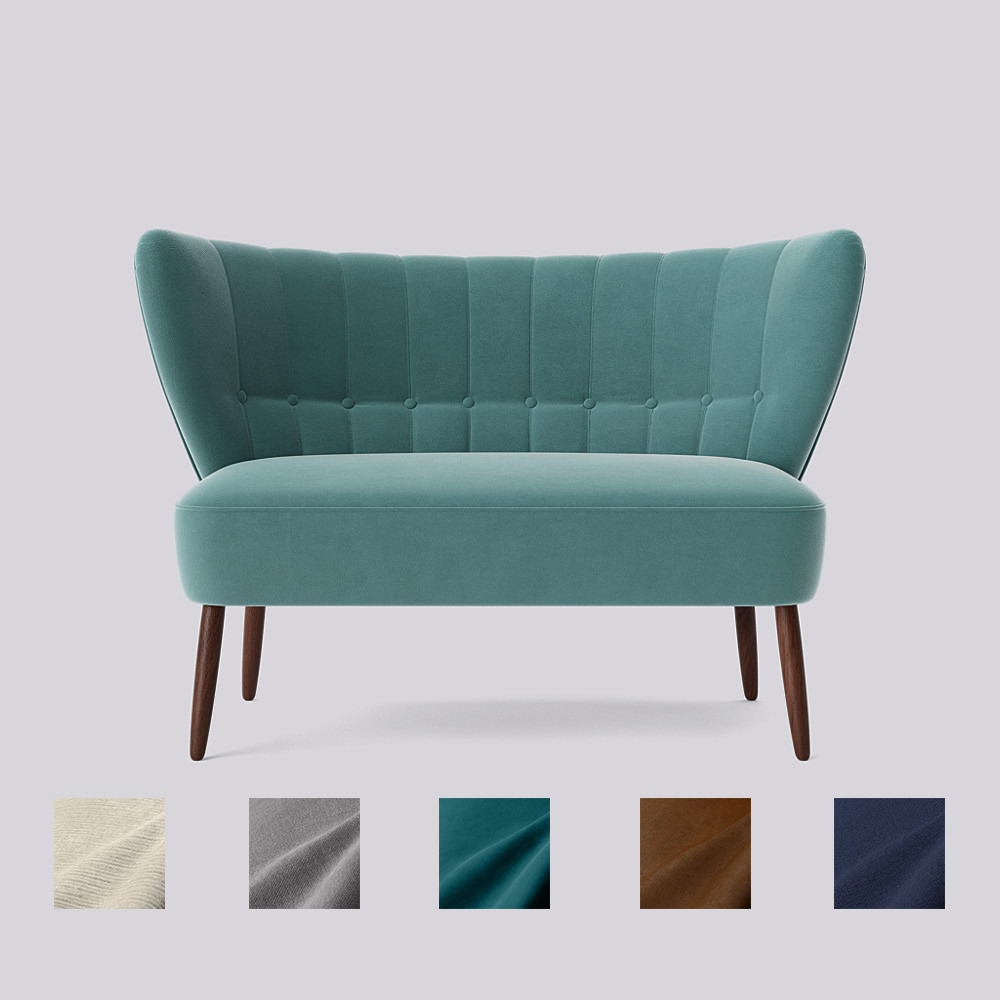 Swoon - Fitz - Two-Seater Sofa - Blue - Easy Velvet by Swoon | ufurnish.com