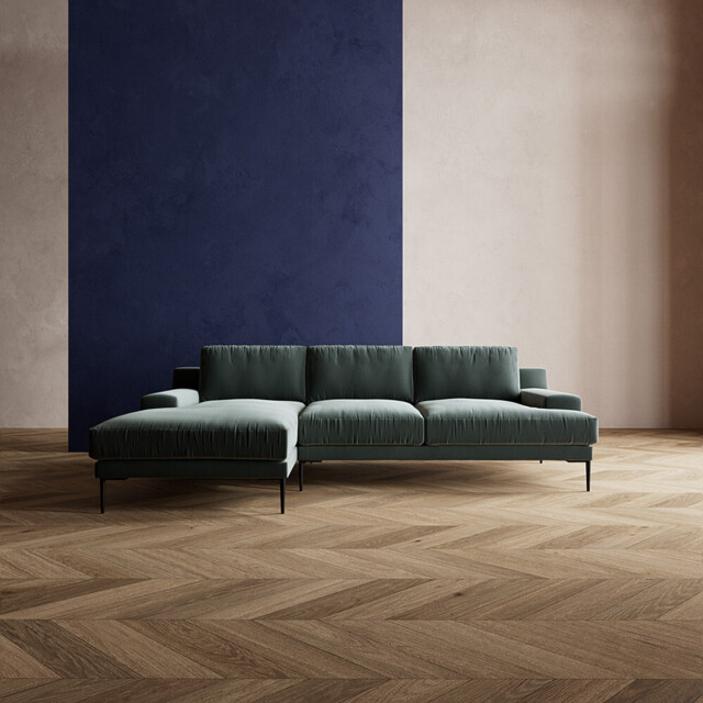 Swoon, Fabric Hydro, Almera, Left-hand Corner Sofa, Crushed Velvet ...