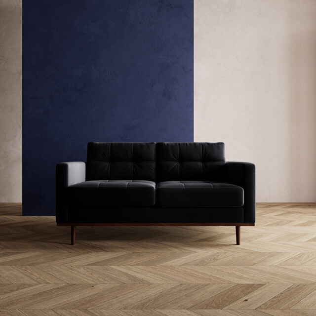 Swoon, Fabric Berlin Two-seater Sofa, Black, Easy Velvet, Dark Feet by ...