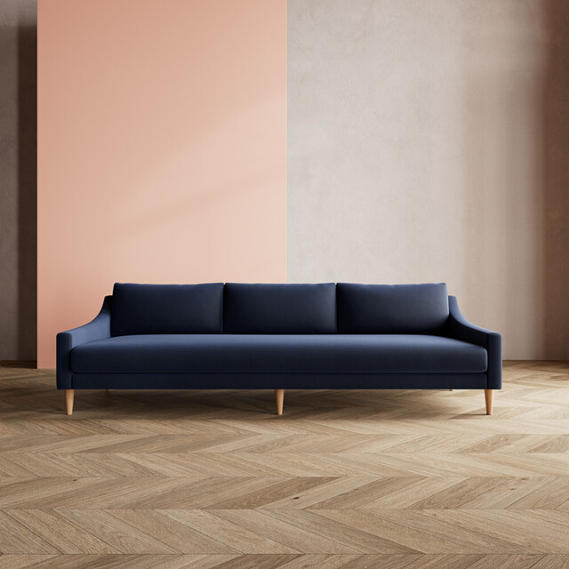 Swoon, Fabric, Turin, Four-seater Sofa, Denim, Crushed Velvet, Light ...
