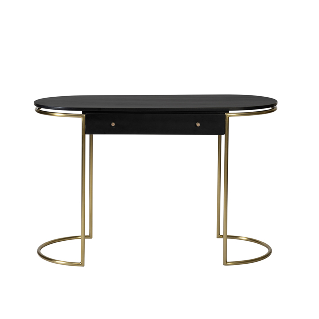 Swoon, Black/gold Mango Wood/, Steel ,/brass Plain Elson Art Deco Desk ...