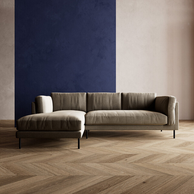 Swoon, Fabric Munich Left-hand Corner Sofa, Llama, Smart Wool, Black ...