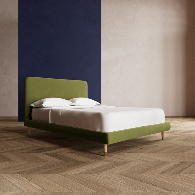 Swoon, Brockham, King Bed, Fern, Easy Velvet, Brass Capped Light Feet ...