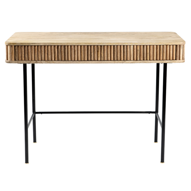 Swoon, Skinner, Scandi Desk, Black, Brown Mango Wood, W: 110cm x H: 78 cm by Swoon | ufurnish.com
