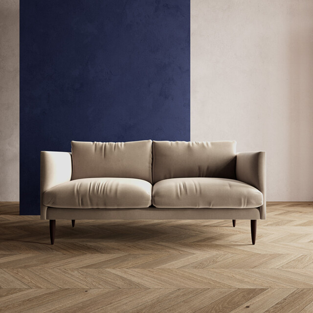 Swoon, Fabric, Luna, Two-seater Sofa, Taupe, Easy Velvet, Dark Feet by ...