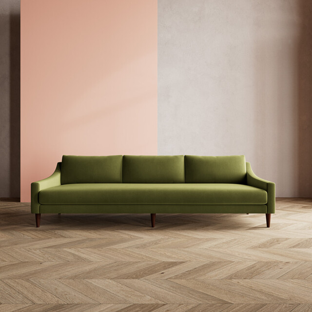 Swoon, Fabric, Turin, Four-seater Sofa, Fern, Easy Velvet, Dark Feet by ...