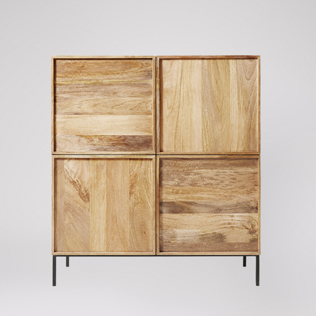 Swoon, Melvyn, Cabinet, Brown, Mango Wood & Black, W: 95cm x D: 40cm x ...