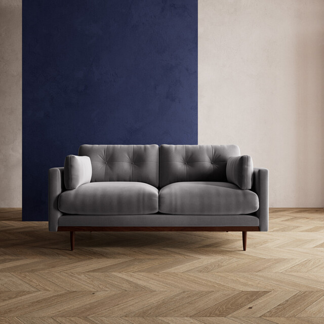 Swoon, Fabric Silver Grey, Klee, Two-seater Sofa, Easy Velvet, Dark ...