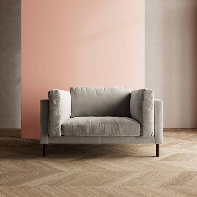 Swoon, Fabric Munich Love Seat, Bone, Easy Velvet, Dark Feet by Swoon ...