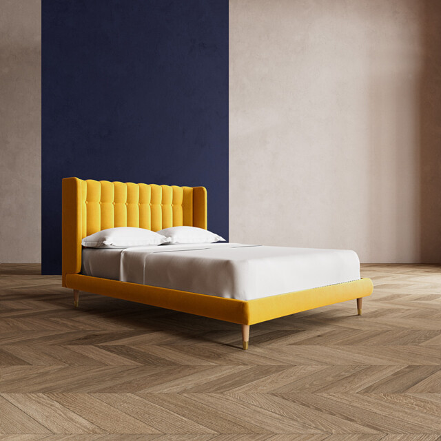 Swoon, Kipling, King Bed, Turmeric, Easy Velvet, Brass Capped Light ...