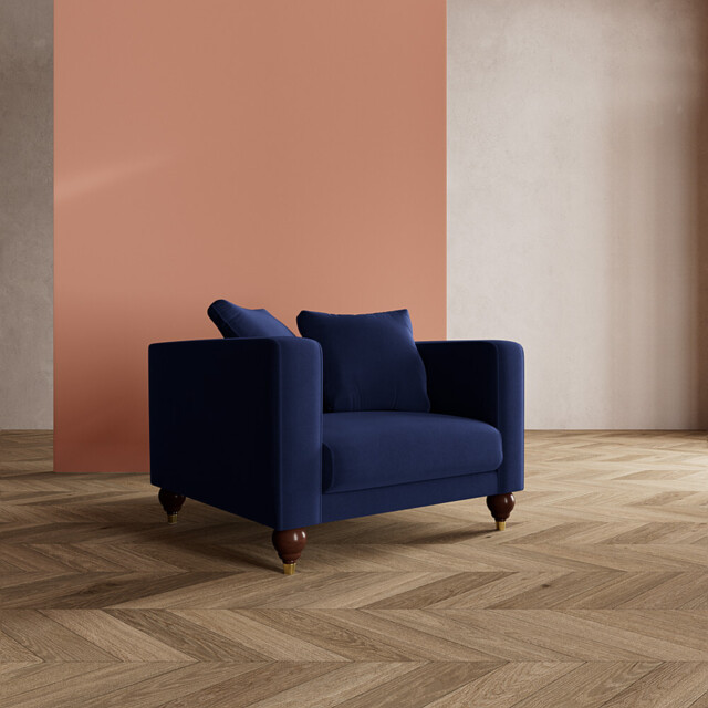 Swoon, Fabric, Waterloo, Armchair, Ink, Easy Velvet, Dark Feet by Swoon ...