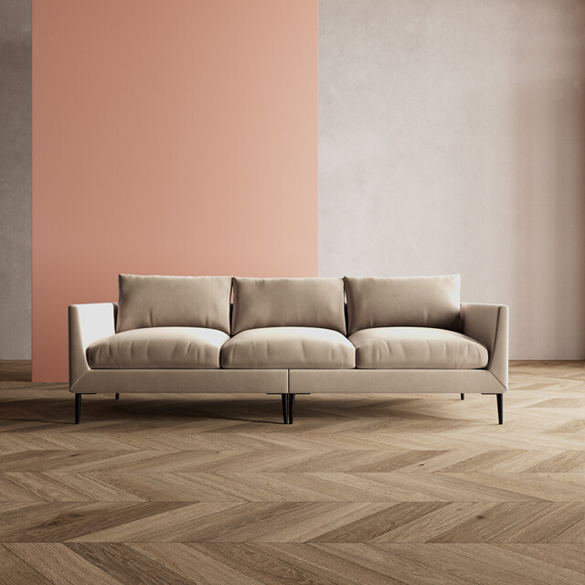 Swoon, Fabric, Catalan, Four-seater Sofa, Taupe, Easy Velvet, Black ...