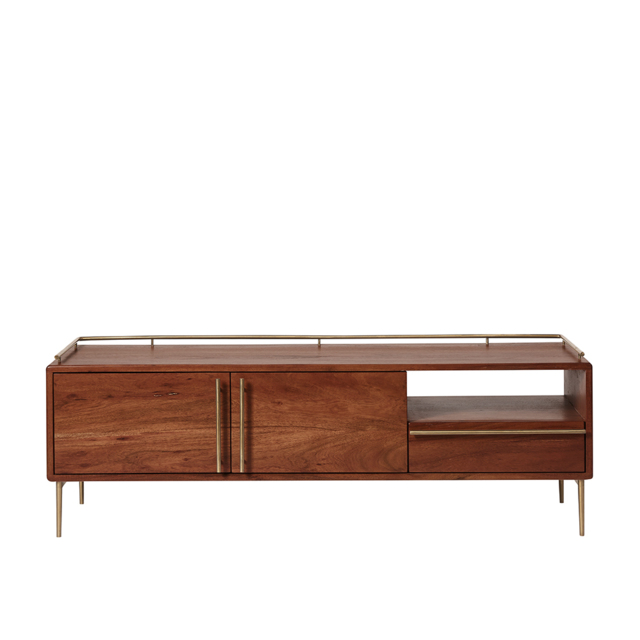 Swoon, Connaught, Art Deco Style TV Stand, Brown, Acacia Wood, W: 120cm ...