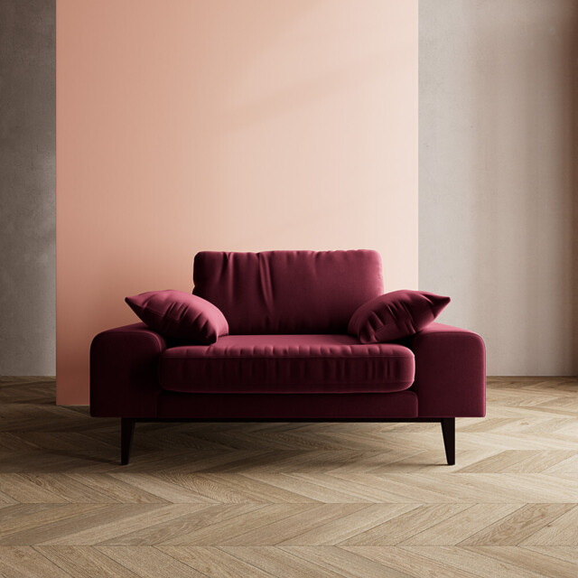 Swoon, Fabric, Tulum, Love Seat, Bordeaux, Easy Velvet, Dark Feet ...