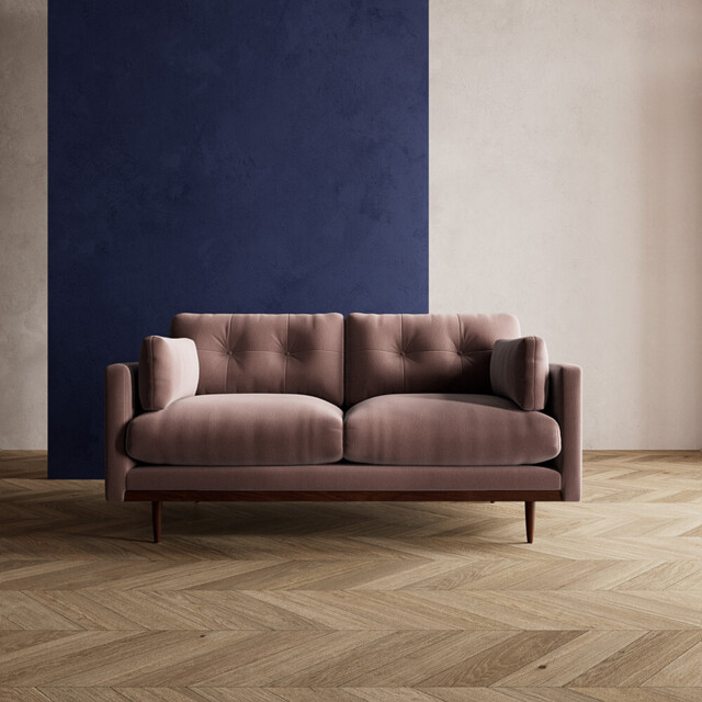 Swoon, Fabric, Klee, Two-seater Sofa, Dusk, Crushed Velvet, Dark Feet ...