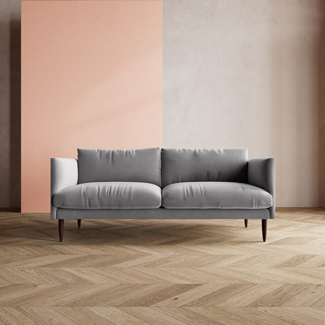 Swoon, Fabric Silver Grey, Luna, Three-seater Sofa, Easy Velvet, Dark ...