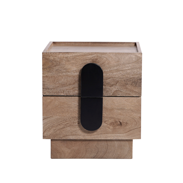 Swoon, Black Wood Rolo Scandi Bedside Table in & Natural Oak-stained Mango by Swoon | ufurnish.com