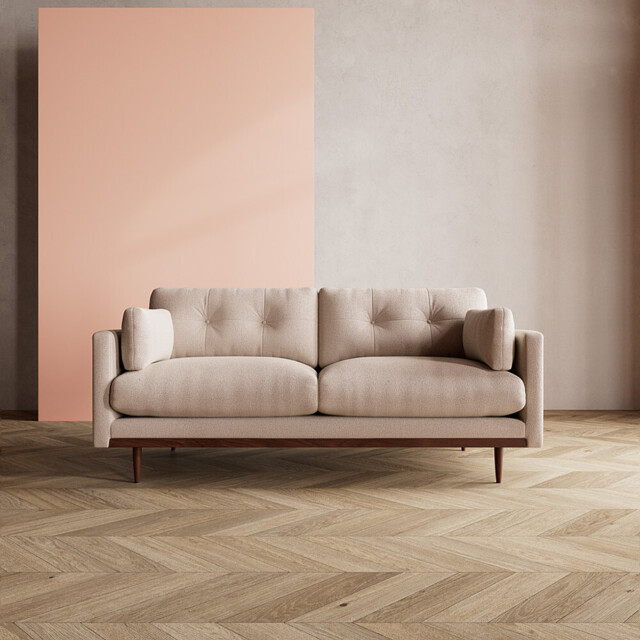 Swoon, Fabric Natural, Boucle, Klee, Three-seater Sofa, Dark Feet by ...