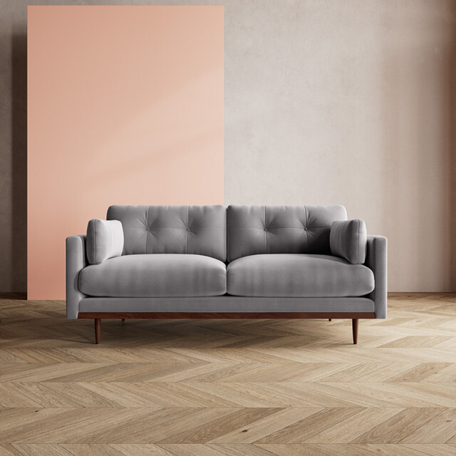 Swoon, Fabric Silver Grey, Klee, Three-seater Sofa, Easy Velvet, Dark ...