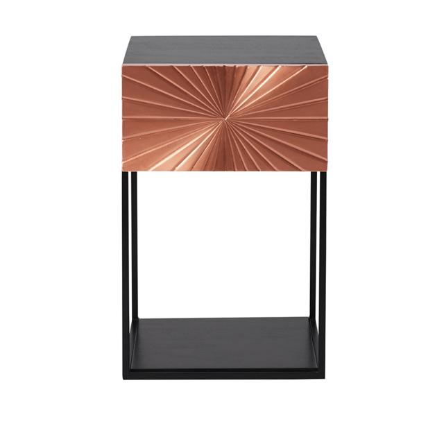 Swoon, Black Metal/wood Ziggy Bedside Table, Art Deco Style, Copper by ...