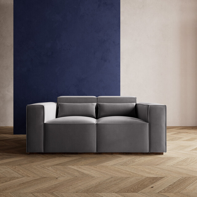 Swoon, Bergen, Two-Seater Sofa, Grey, Easy Velvet, W: 172cm x H: 66 cm ...