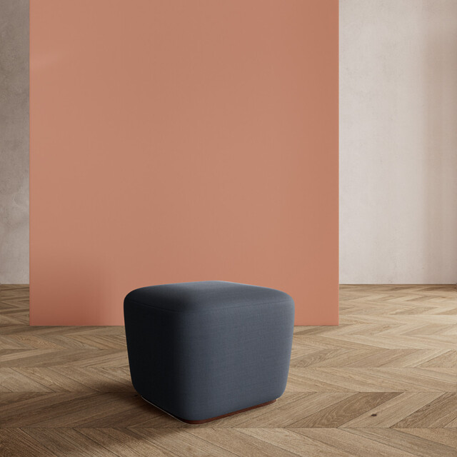 Swoon, Ritz, Ottoman, Blue Battleship, Linen, W: 45cm x D: 45cm x H: 38 cm by Swoon | ufurnish.com