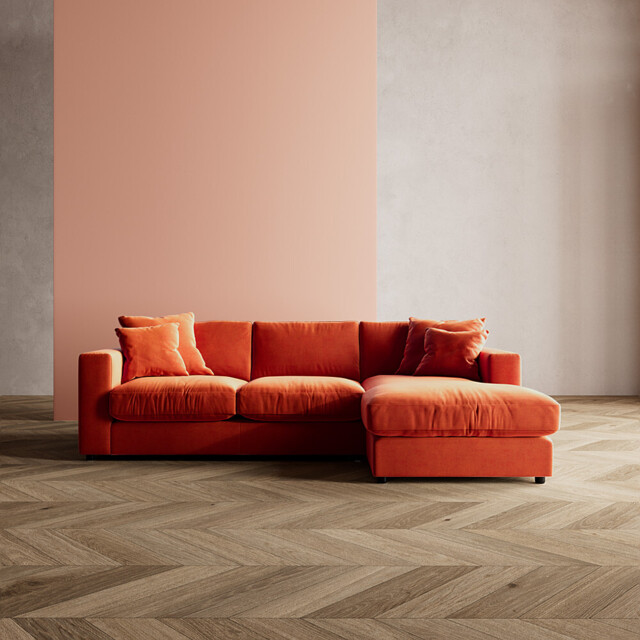 Swoon, Althaea, Right-Hand Corner Sofa, Orange, Easy Velvet, W: 271cm x D: 158cm x H: 84 cm by ...