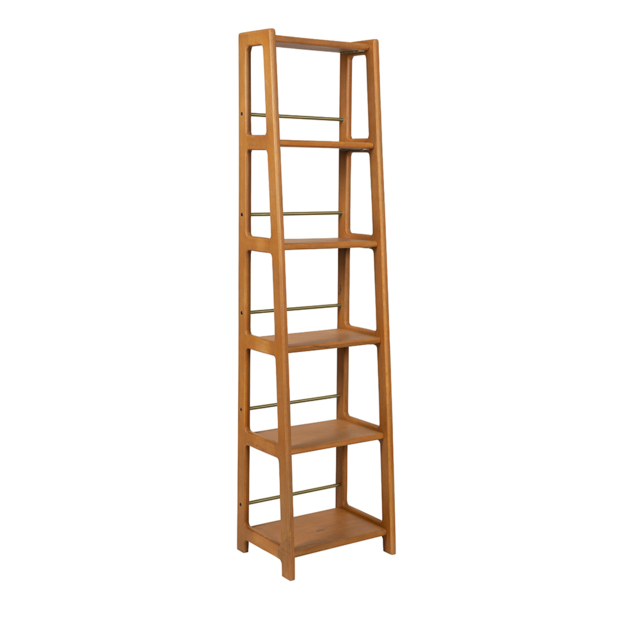 Swoon, Brown, Wood, Noah Mid Century Narrow Shelving Unit, Teak-stained ...