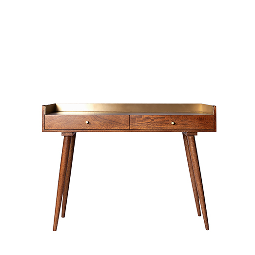 Swoon, Fresco, Mid-Century & Scandi Style Desk, Brown, Mango Wood, W: 110cm x D: 40cm x H: 82 cm ...