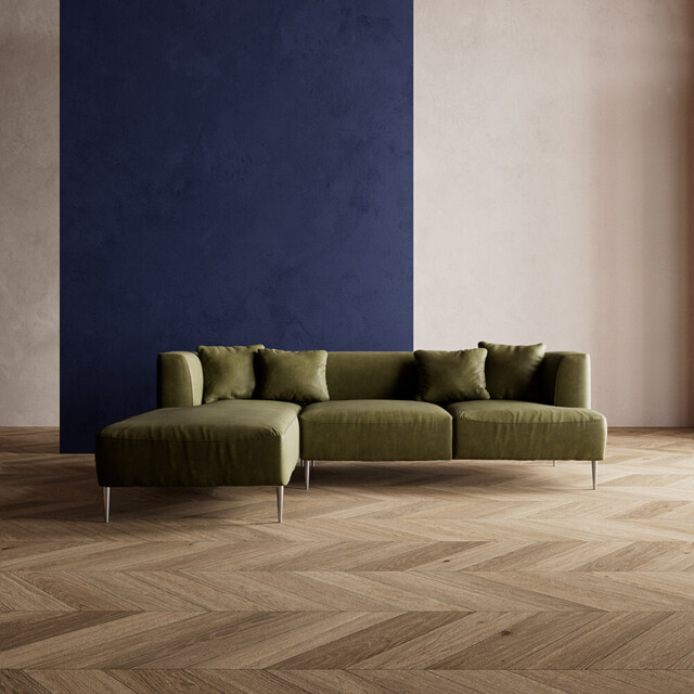 Swoon, Fabric Green, Kallas, Left-hand Corner Sofa, Smart Leather ...