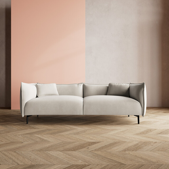 Swoon, Fabric Bone, Rico, Three-seater Sofa, Easy Velvet, Black Feet by ...