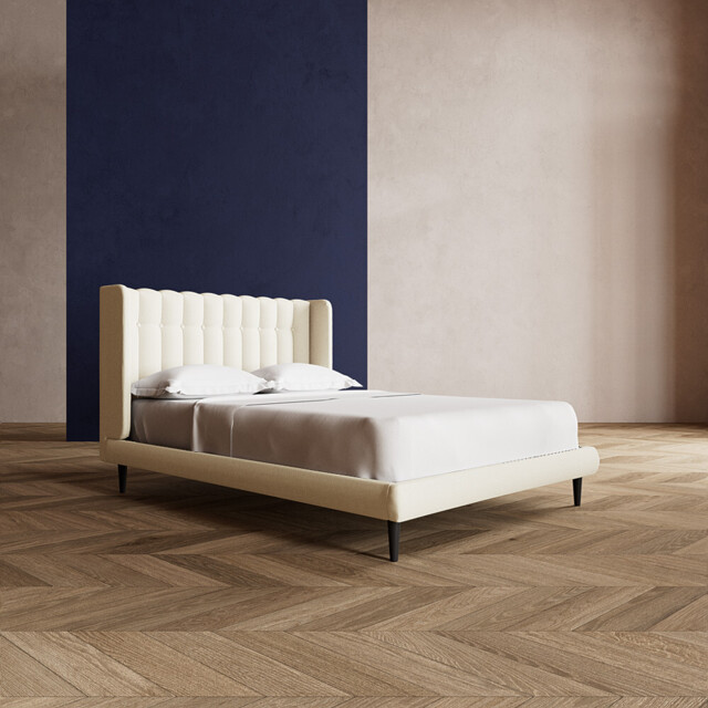 Swoon, Fabric Kipling Bed, Ecru, Dark Feet, Size: King by Swoon ...